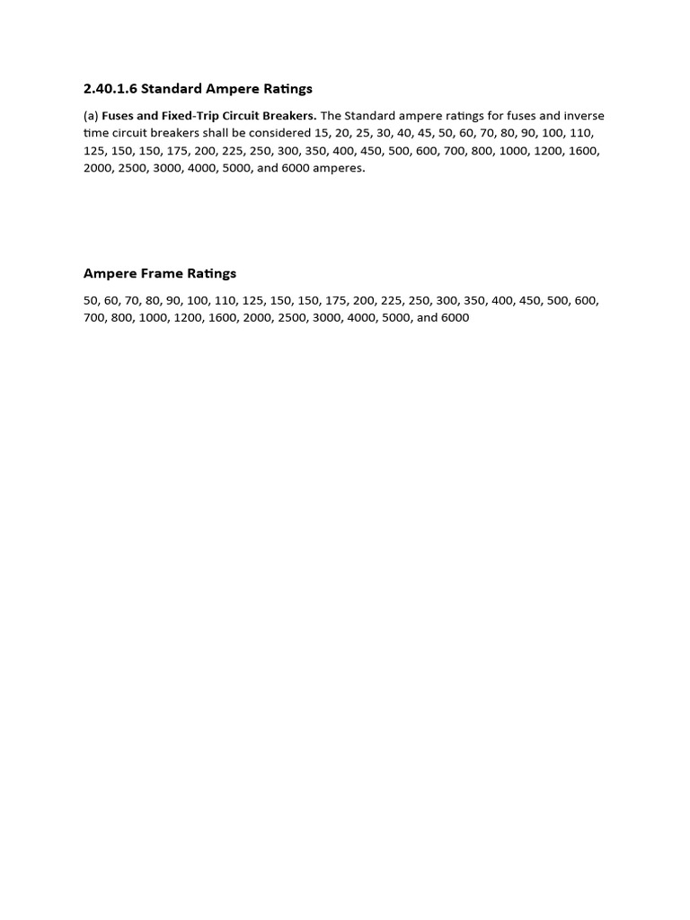 Ampere Rating Breaker and Ampere Frame | PDF