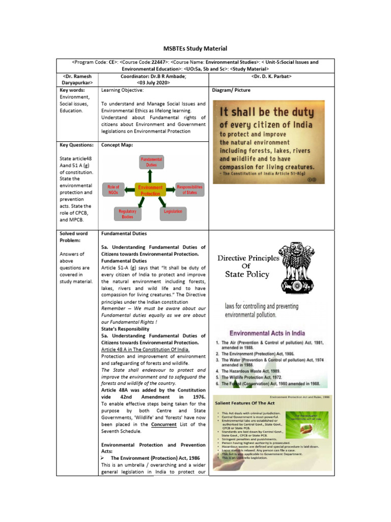 EVS CO-5 Study Material | Download Free PDF | Sustainability | Environmental Impact Assessment