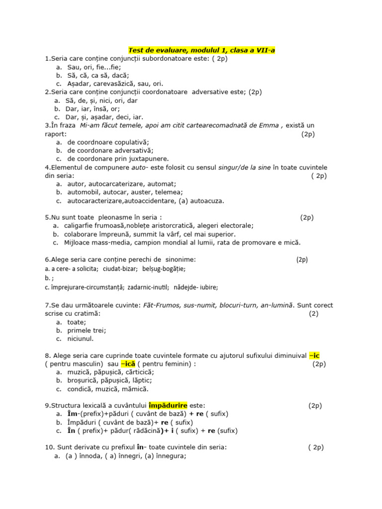 Evaluare m1 7c 2 | PDF