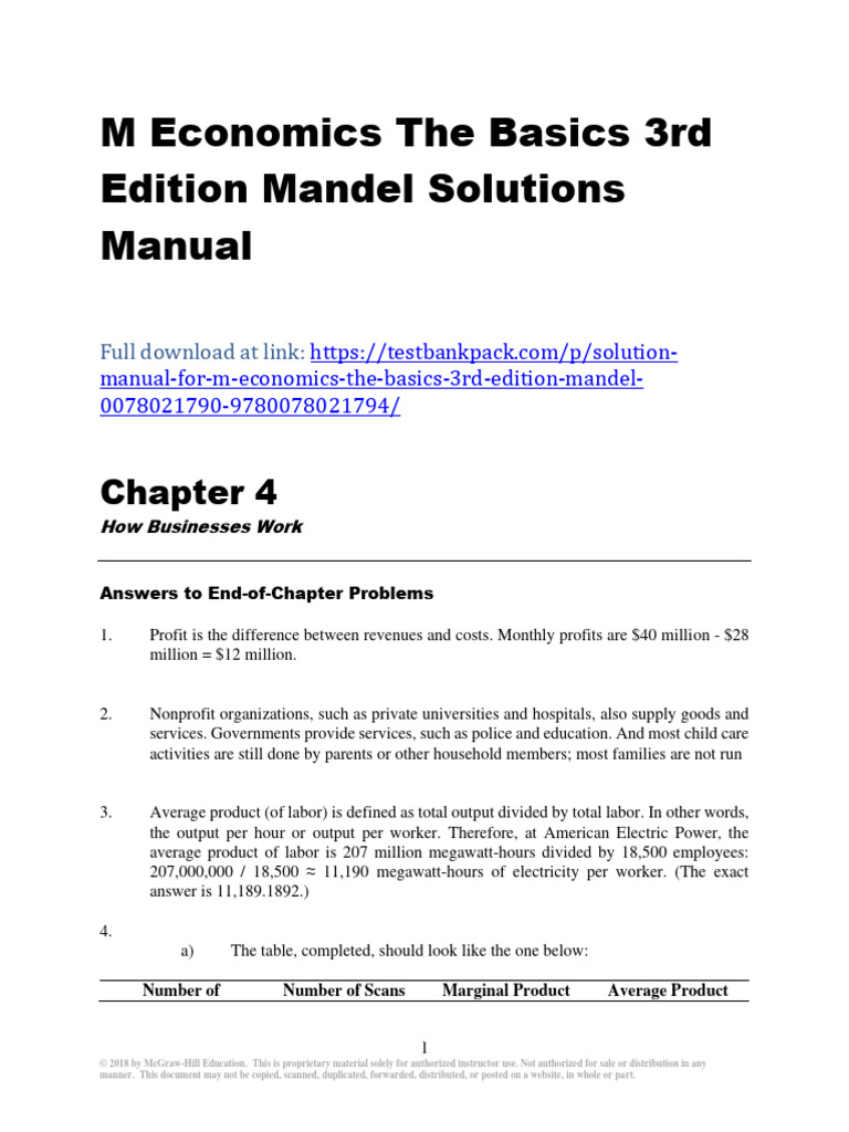 M Economics The Basics 3rd Edition Mandel Solutions Manual 1 | PDF ...
