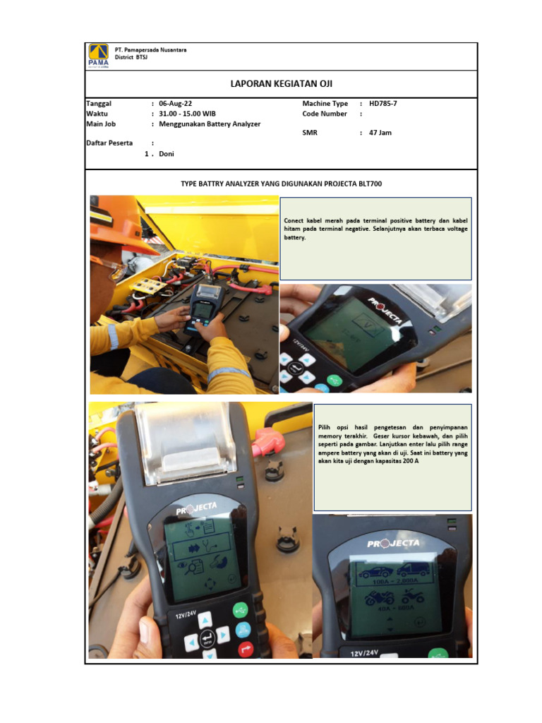 OJI Menggunakan Battery Analyzer | PDF