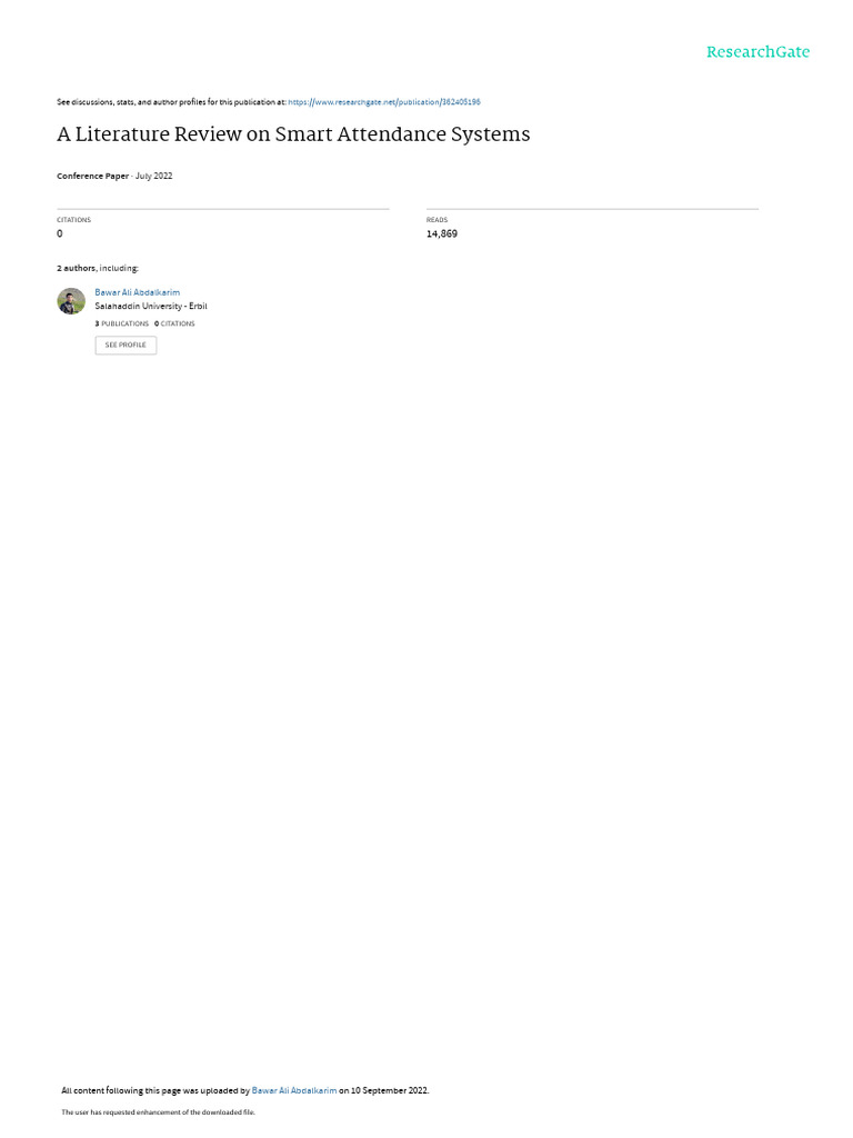 Smart Attendance Systems Review | PDF | Qr Code | Biometrics