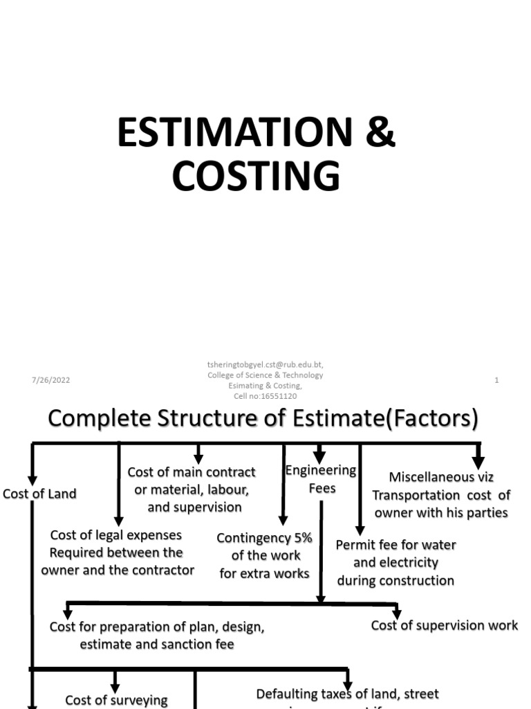 Handout-1 Terminology For Esimating, Costing and Tendering | PDF ...