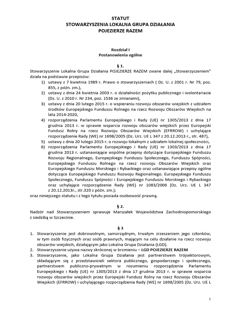 Statut LGD POJEZIERZE RAZEM | PDF
