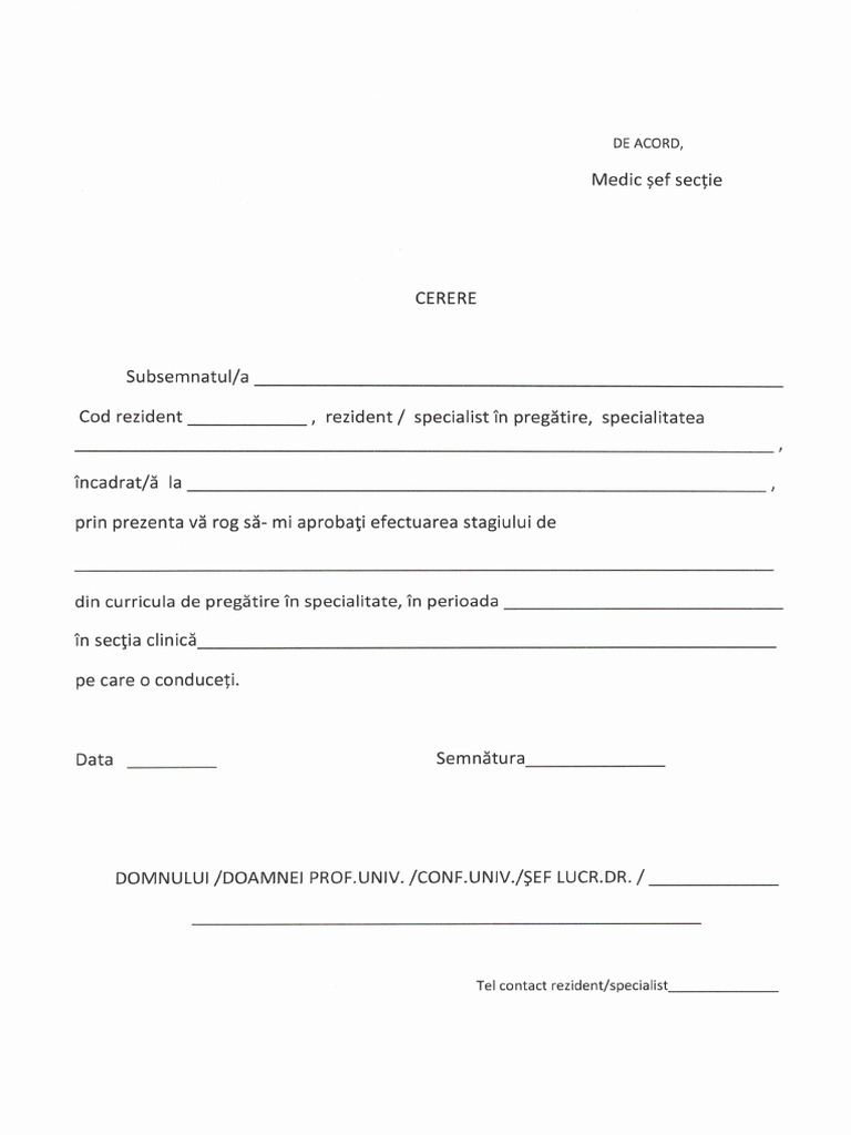 Model Cerere Stagiu | PDF