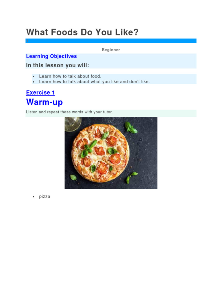 What Foods Do You Like | PDF | Drink