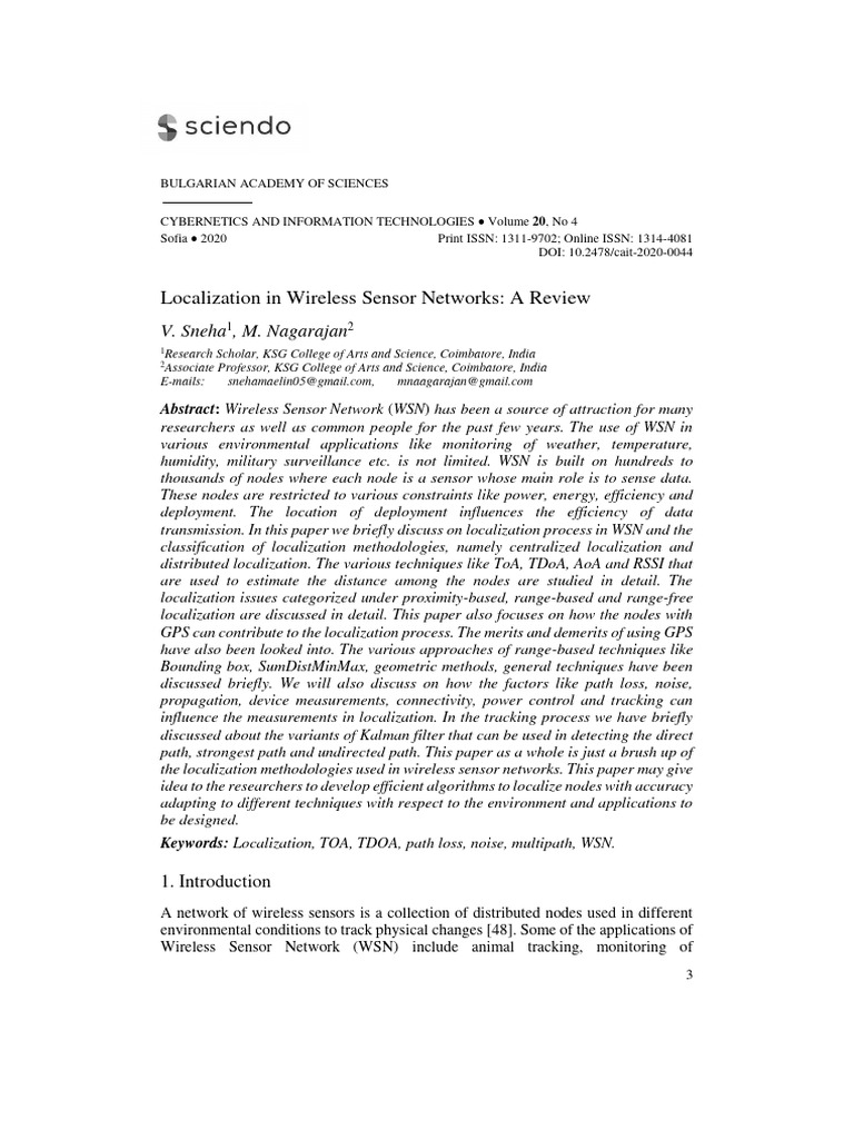 Localization in Wireless Sensor Networks A Review | PDF