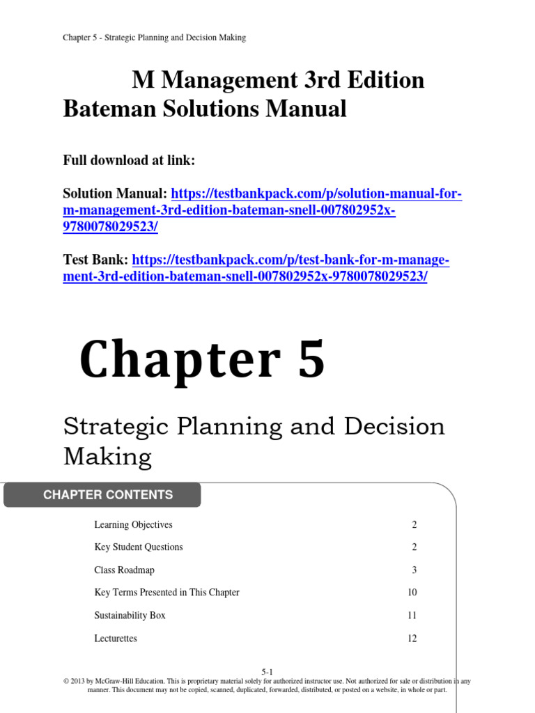 M Management 3rd Edition Bateman Solutions Manual 1 | PDF | Self ...