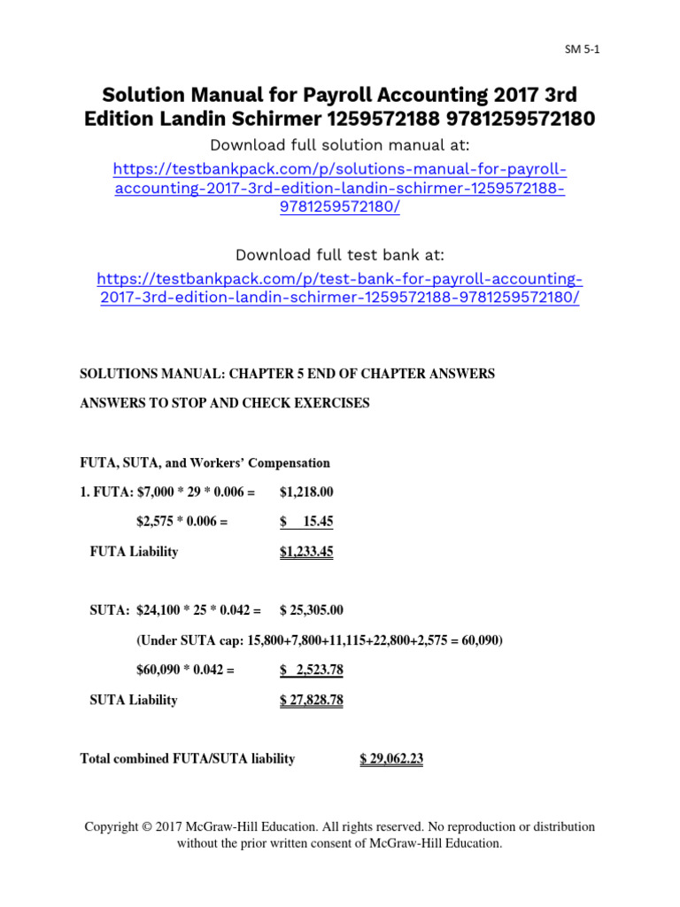 Payroll Accounting 2017 3rd Edition Landin Solutions Manual 1 | PDF | Payroll Tax | John The Apostle