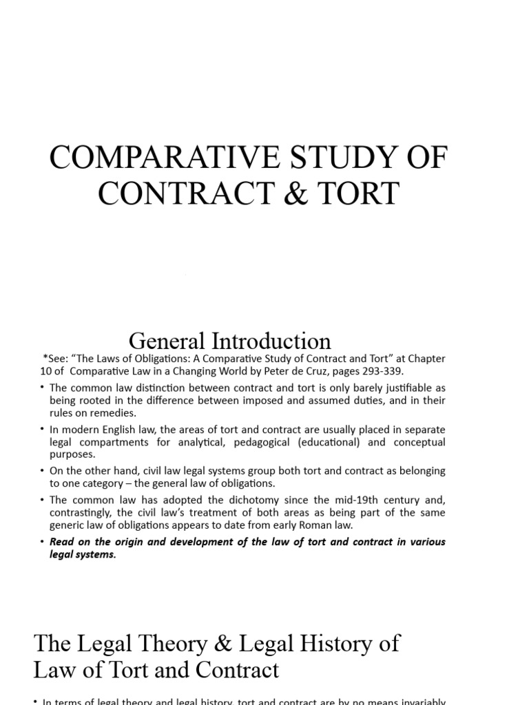 Comparative Study of Contract & Tort | PDF