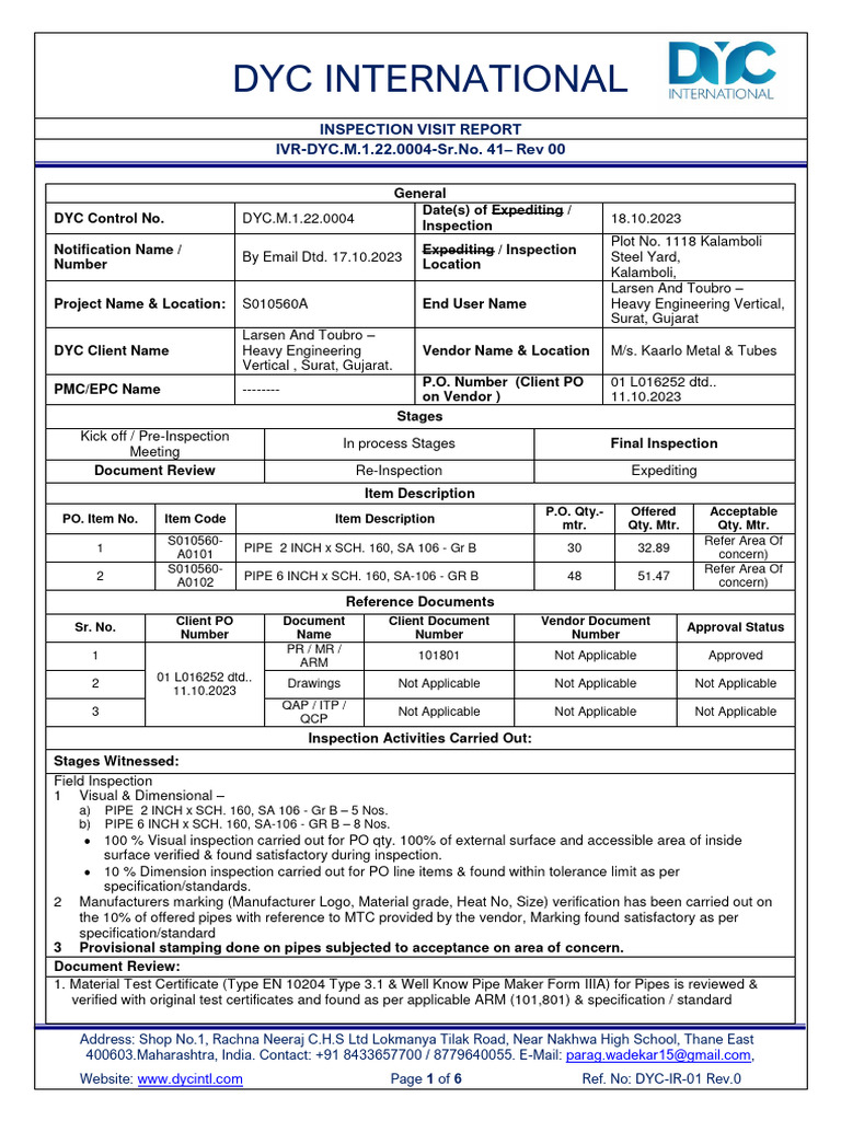 IVR-DYC.M.1.22.0004-Sr - No. 41 - Rev 00 | PDF | Pipe (Fluid Conveyance ...