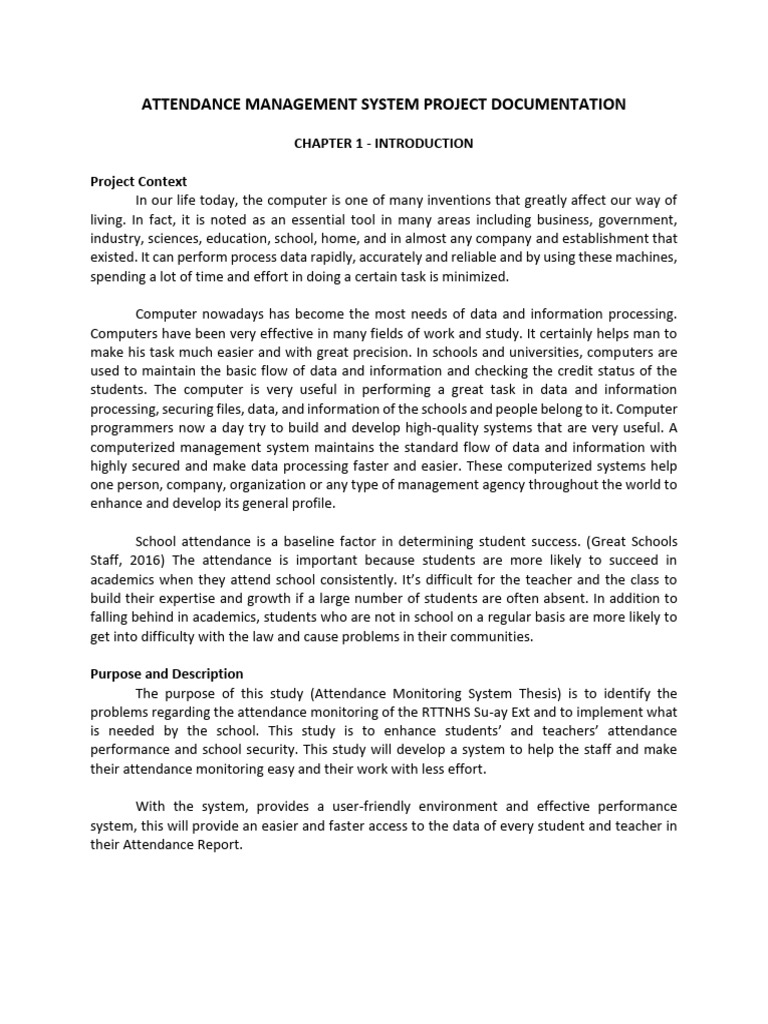 Attendance Management System Project Documentation | PDF | Radio Frequency Identification ...