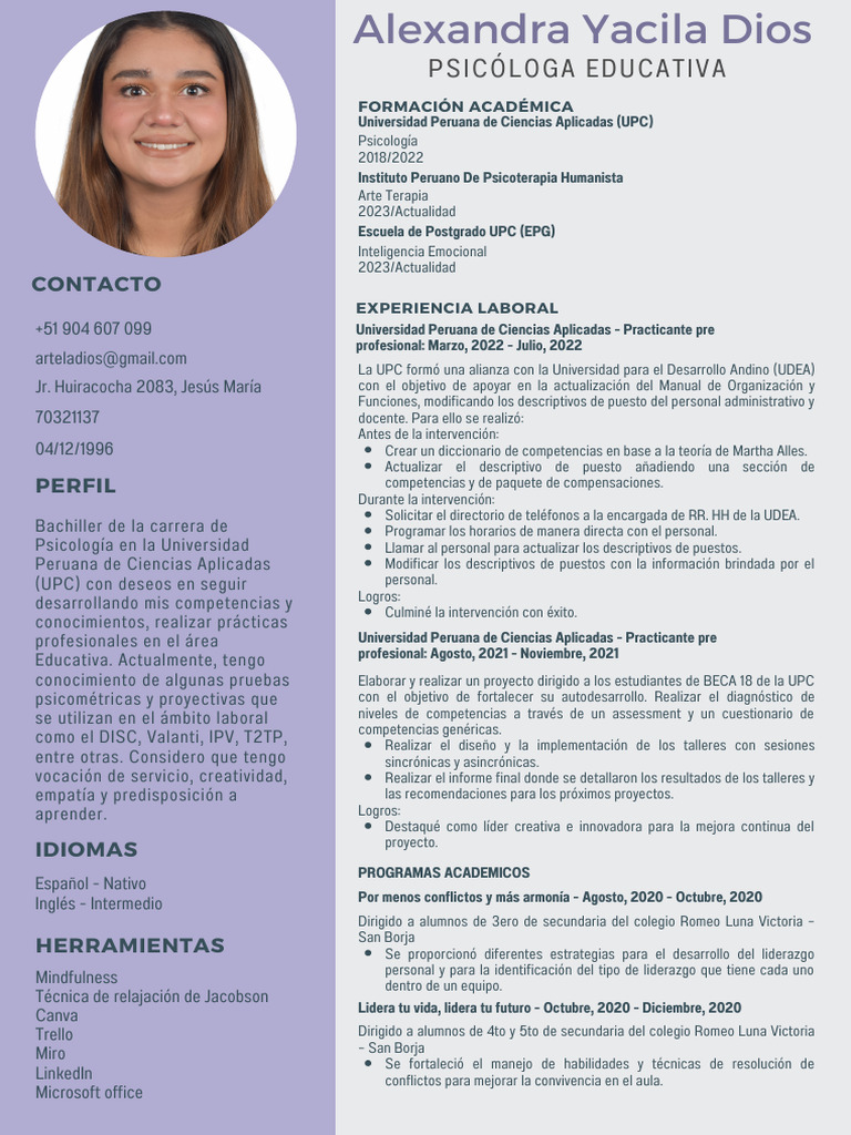 CV Alexa Yacila Educativa | PDF