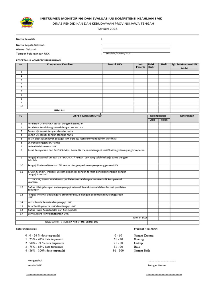 Instrumen Monev Ukk | PDF