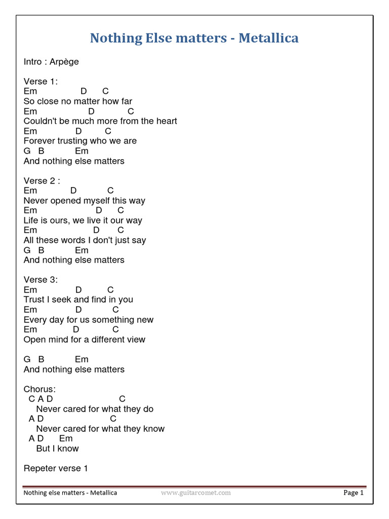 Metallica Nothing else matters | PDF | Song Structure | Songs
