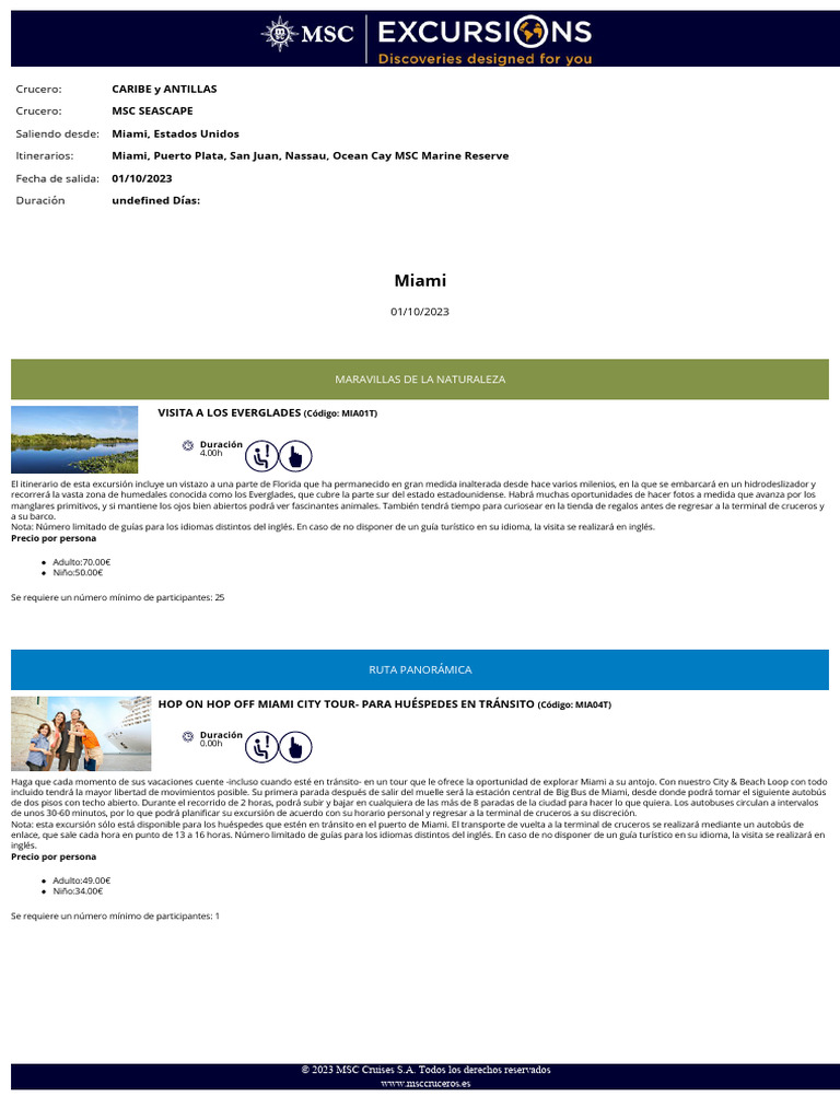 Excursiones Crucero | PDF | Miami | República Dominicana