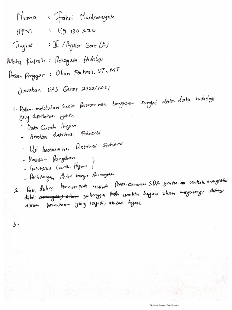 UAS Genap - Rek. Hidrologi | PDF