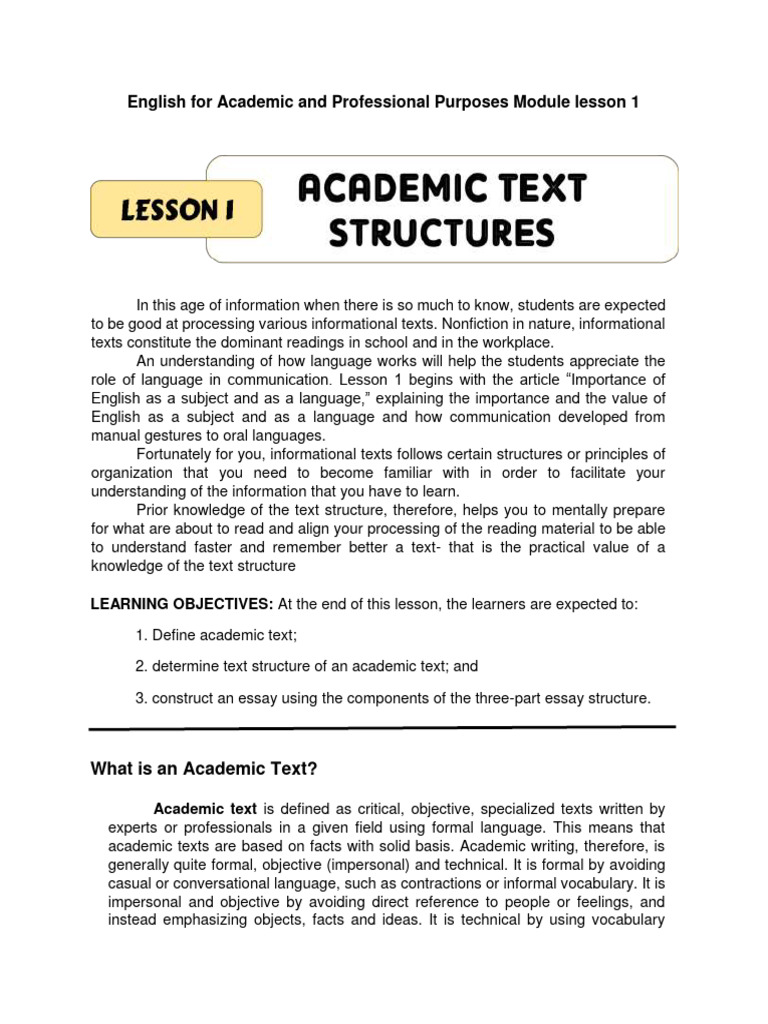 EAPP Module Lesson 1 | PDF | Communication | English Language