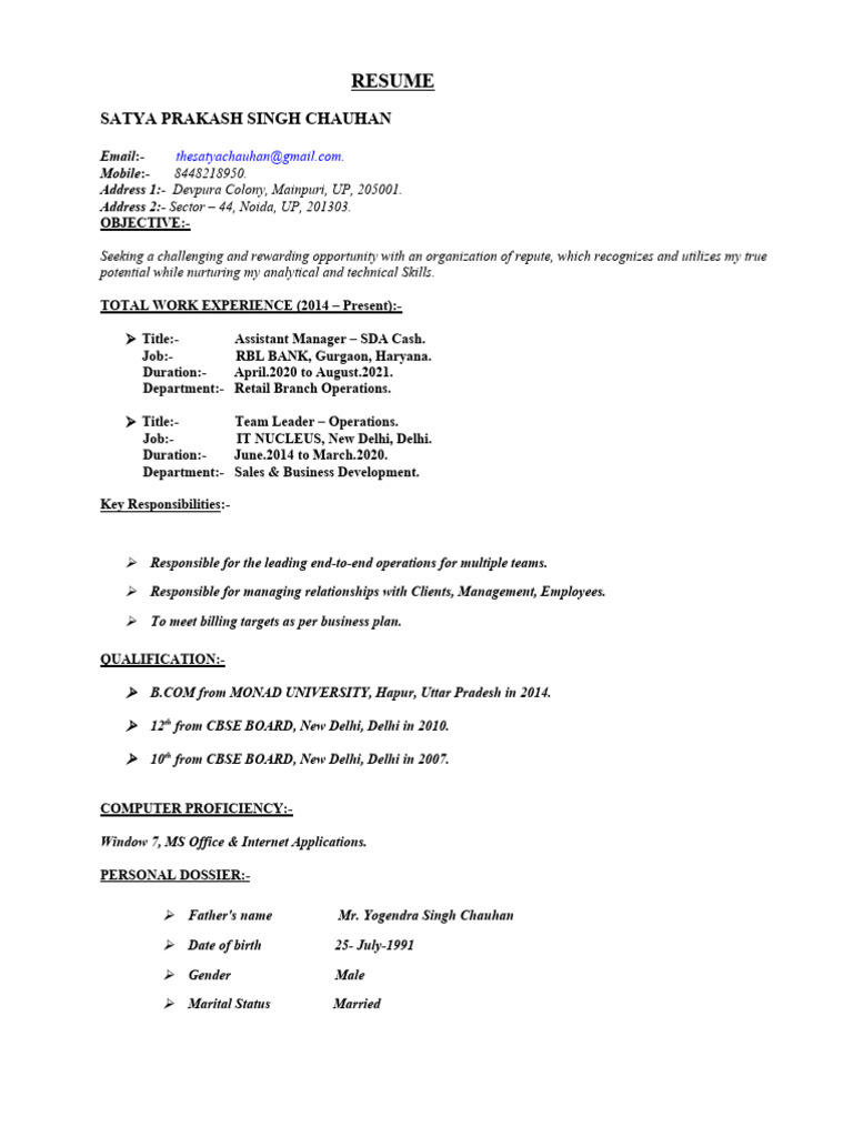 Satya Prakash CV | PDF