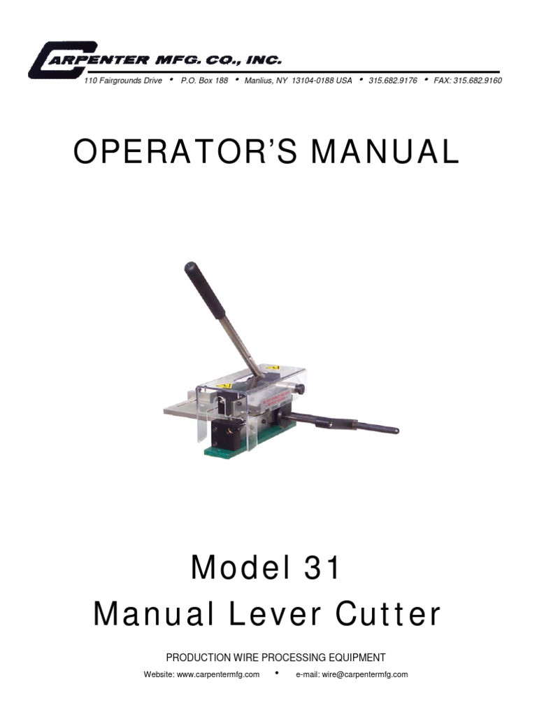 Carpenter Model 31 Instructions | PDF | Screw | Propeller