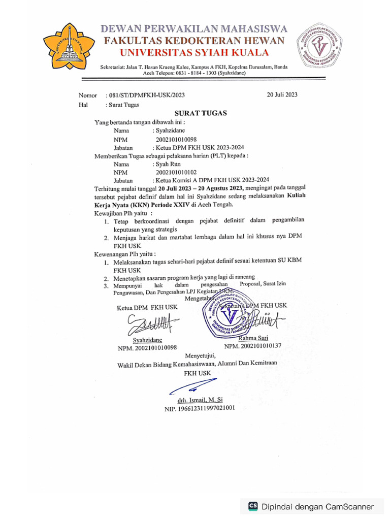 081 - Surat PLH Ketua DPM | PDF