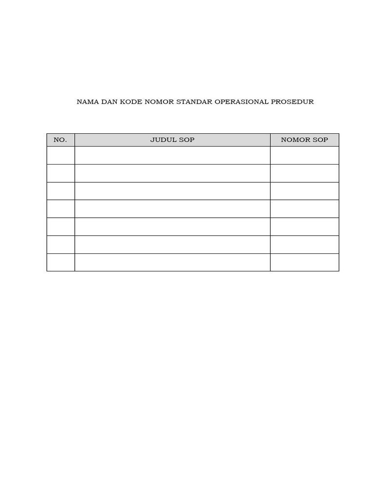 Contoh Form SOP Administrasi | PDF