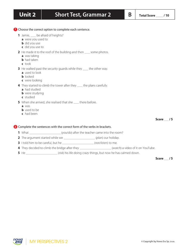 Unit 2, Grammar 2 - Grupa B | PDF