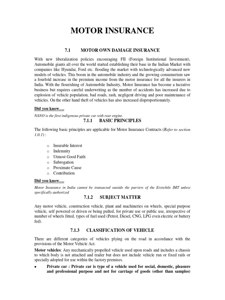 Motor | PDF | Insurance | Vehicle Insurance