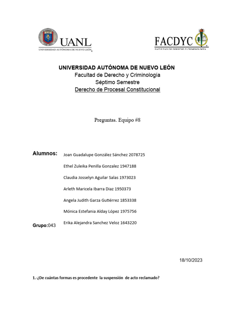 Preguntas de Quipo | PDF | Mandato | Gobierno