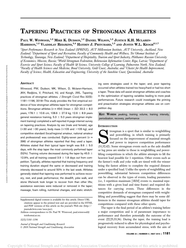 Winwood 2018 - Tapering - Strongman - Athletes | Download Free PDF ...