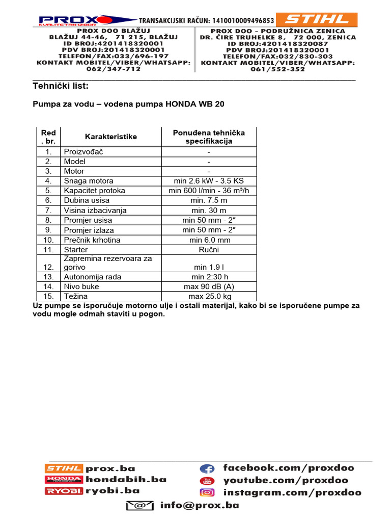 TEHNICKI LIST Cistu PUMPA | PDF