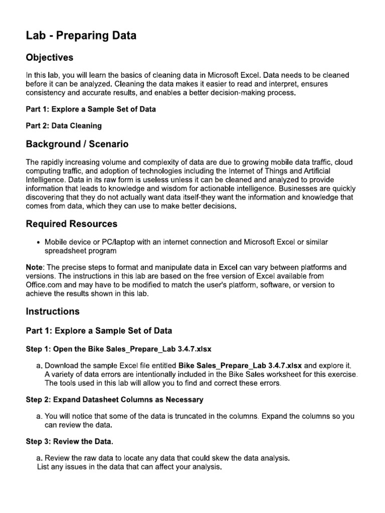 Lab - Preparing Data | PDF