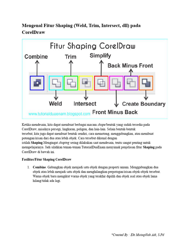 Mengenal Fitur Shaping Weld Trim Intersect Dll Pada Coreldraw Pdf