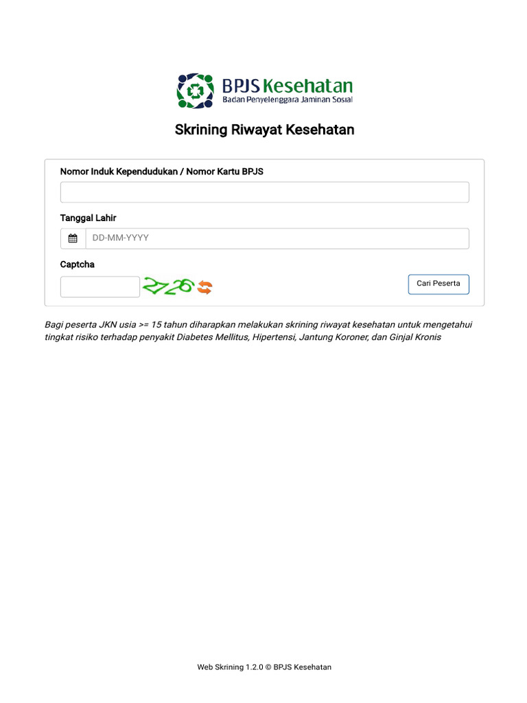 Skrining Web BPJS Kesehatan | PDF | Gaya Hidup