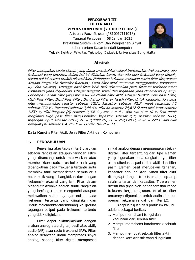 Job 3 Filter Aktif (Viydia) | PDF