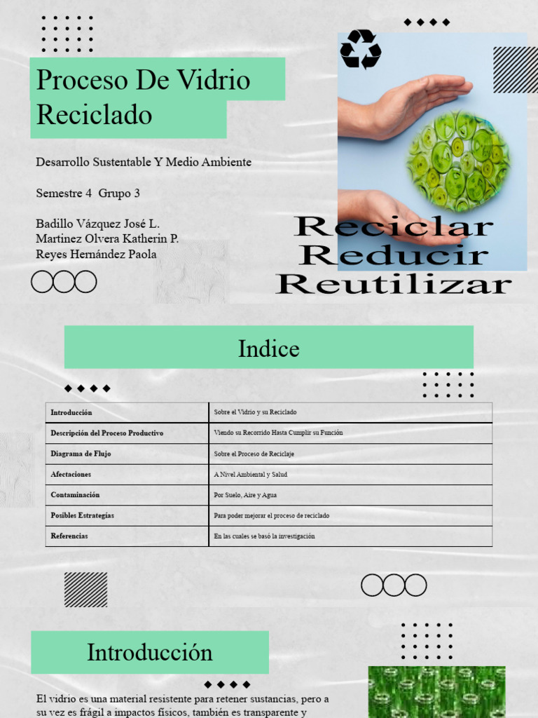 Presentación Sobre El Reciclaje Del Vidrio | PDF | Reciclaje | Residuos