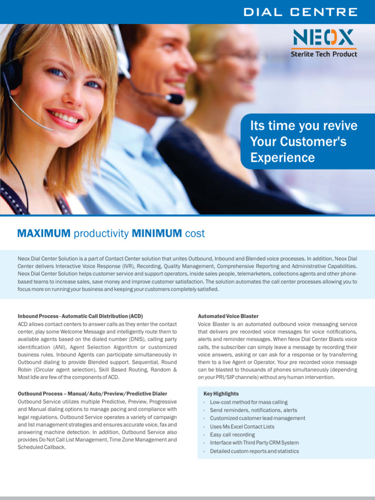 Neox Dial Center Brochure | PDF