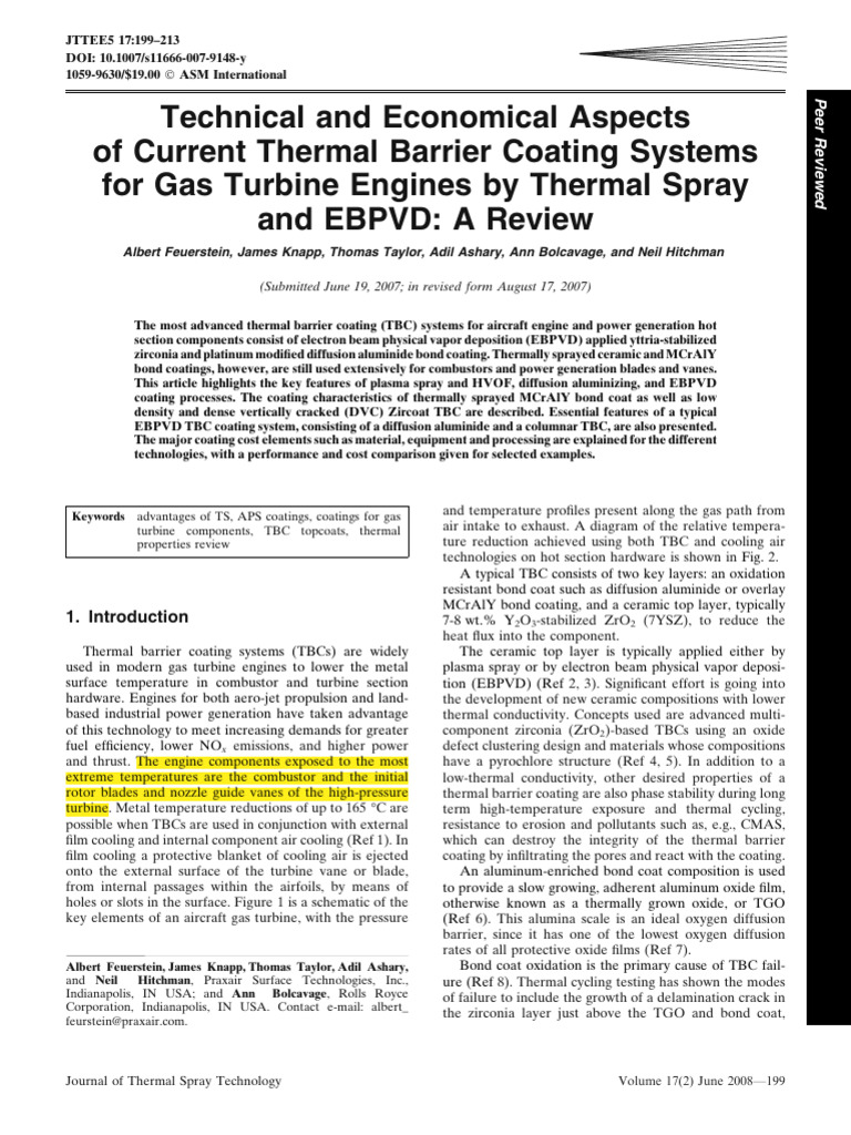 Diffrent Metod Between EB-PVD and Thermal Spray For TBC Coating | PDF ...