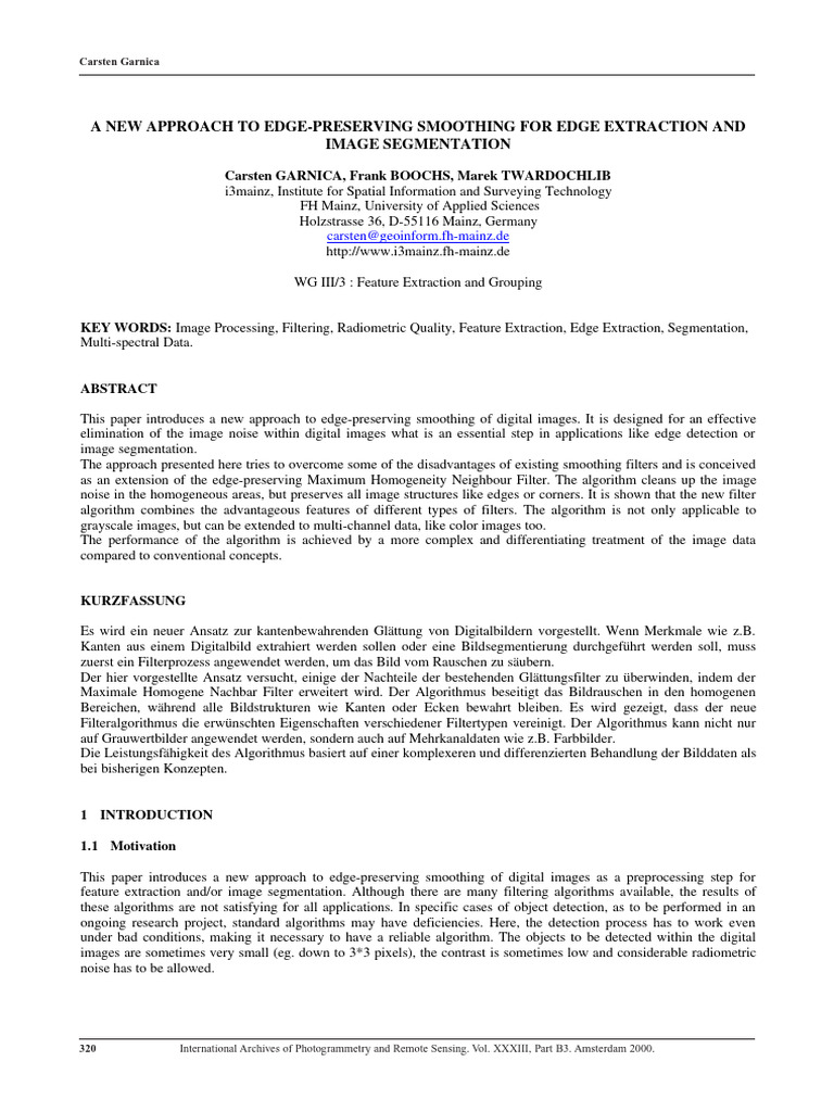 2000 - Garnica Et Al. A New Approach To Edge-Preserving Smoothing For Edge Extraction and Image ...