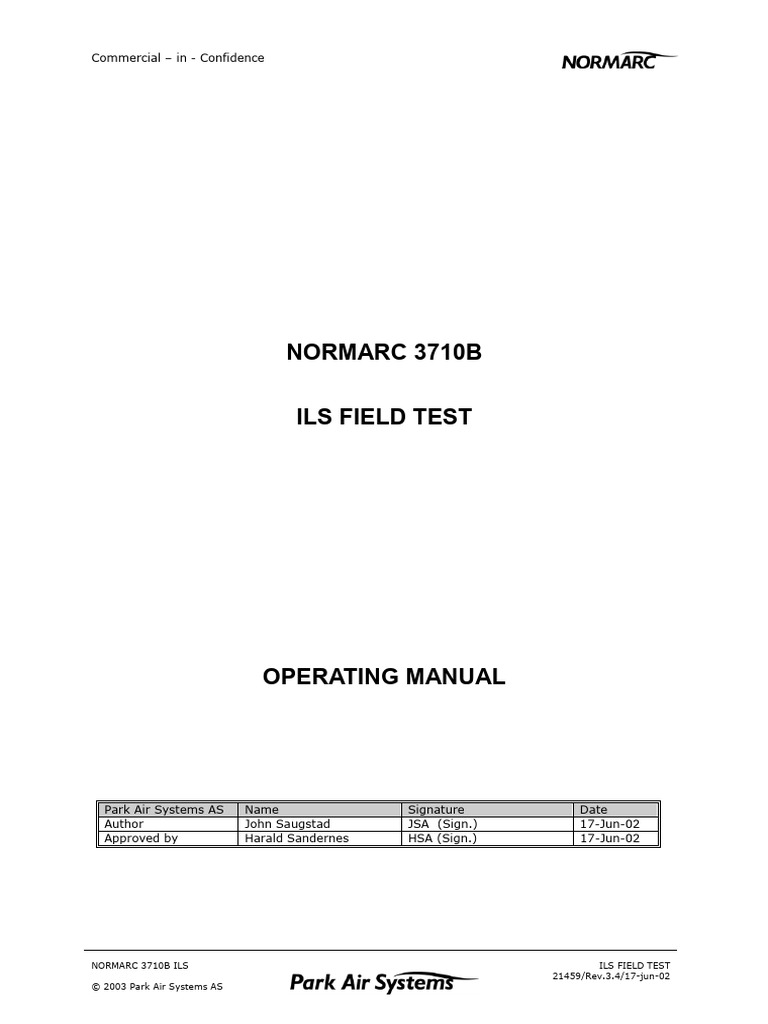 Normarc 3710B Ils Field Test: Commercial - in - Confidence | PDF