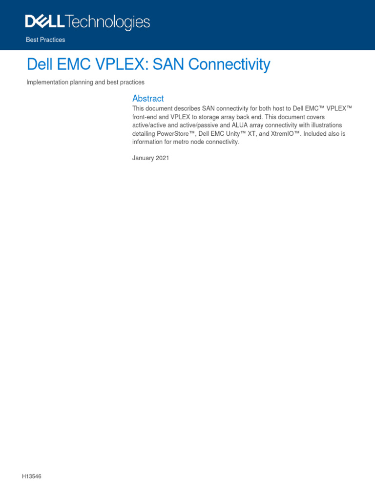 h13546 Dell Emc Vplex San Connectivity Best Practices | PDF | Home & Garden | Technology ...