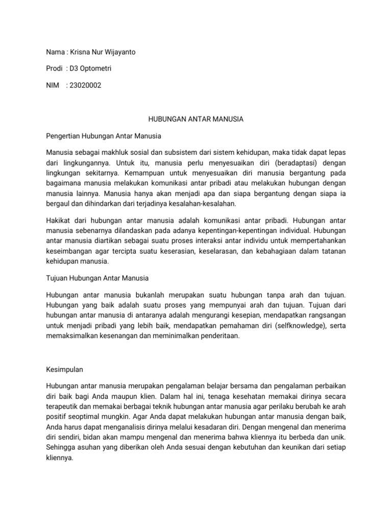 Logboo - Hubungan Antar Manusia - Krisna Nur Wijayanto | PDF ...