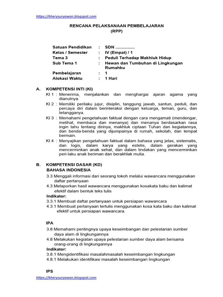 3.RPP Kelas 4-TEMA 3 | PDF