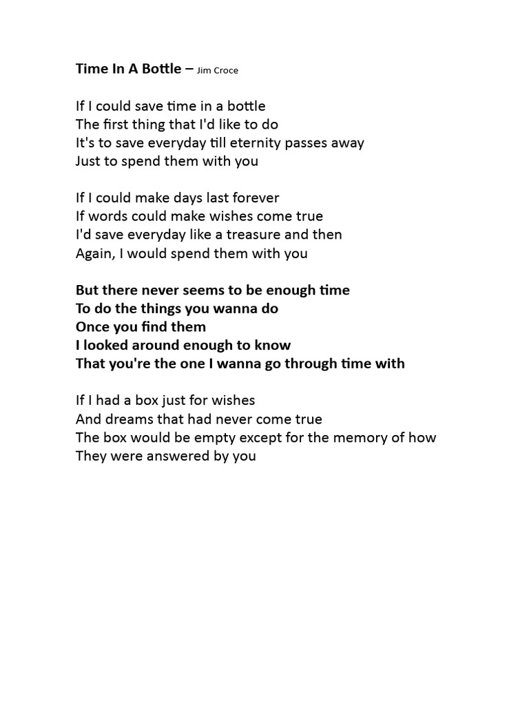 Time in A Bottle | PDF