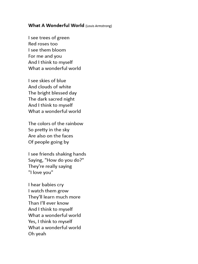 What a Wonderful World Lyrics | PDF | Religion & Spirituality