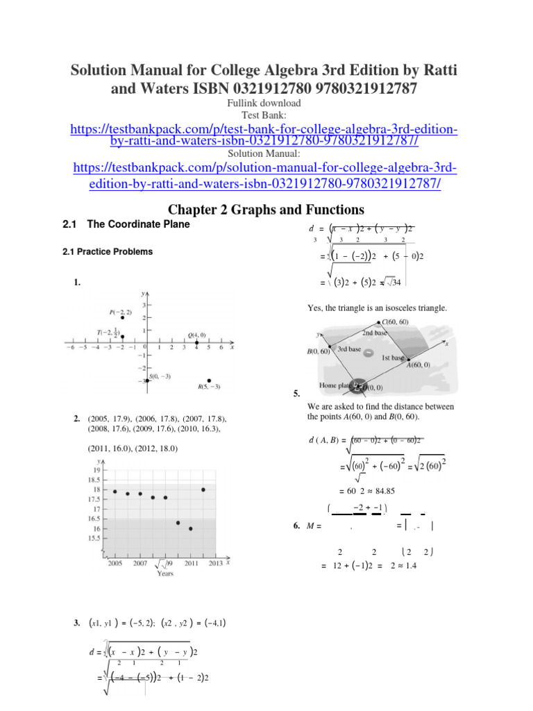 Solution Manual For College Algebra 3rd Edition by Ratti and Waters ...