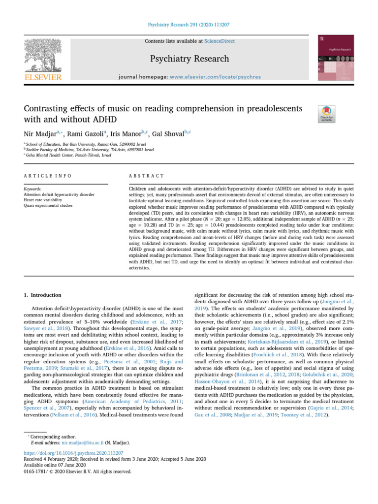 Effects of Music On Reading Comprehension | PDF