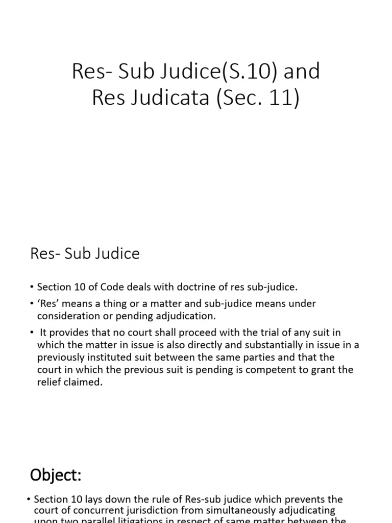 2.3 Sub Judice and Judicata1 | PDF | Res Judicata | Lawsuit