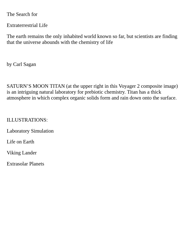 Carl Sagan's Search for Alien Life | PDF | Cosmic Dust | Mars