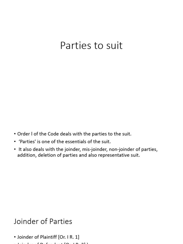 3.1.parties To The Suit, Joinder, Mis-Joinder and Non - Joinder of ...